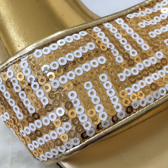 Udom Agg | Shoes | Udom Agg Gold White Sequin Slip On | Poshmark